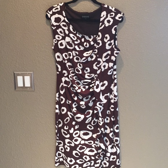 Enfocus Studio | Dresses | Enfocus Studio Brown And White Short Sleeve ...